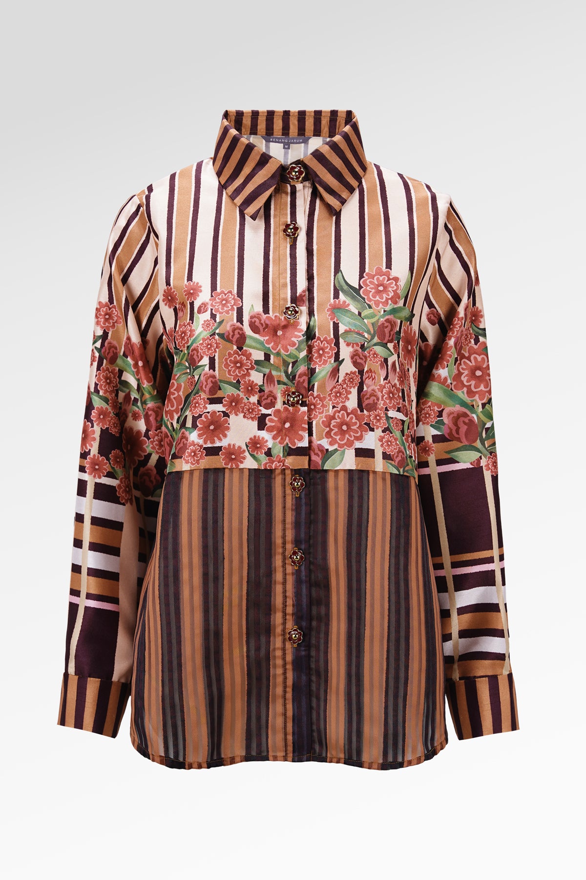 Selena Mix Fabric Shirt - Rose – Benang Jarum